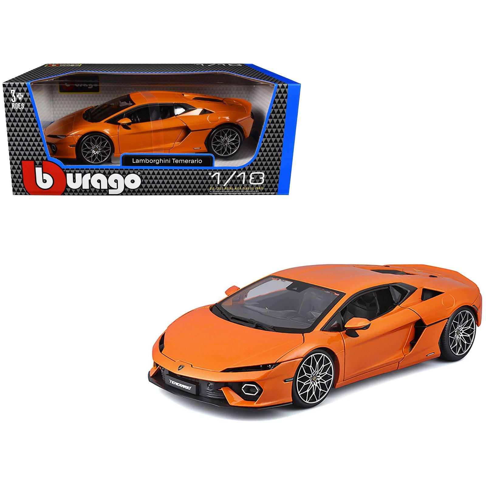 Lamborghini Temerario Orange Metallic 1/18 Diecast Car by Bburago