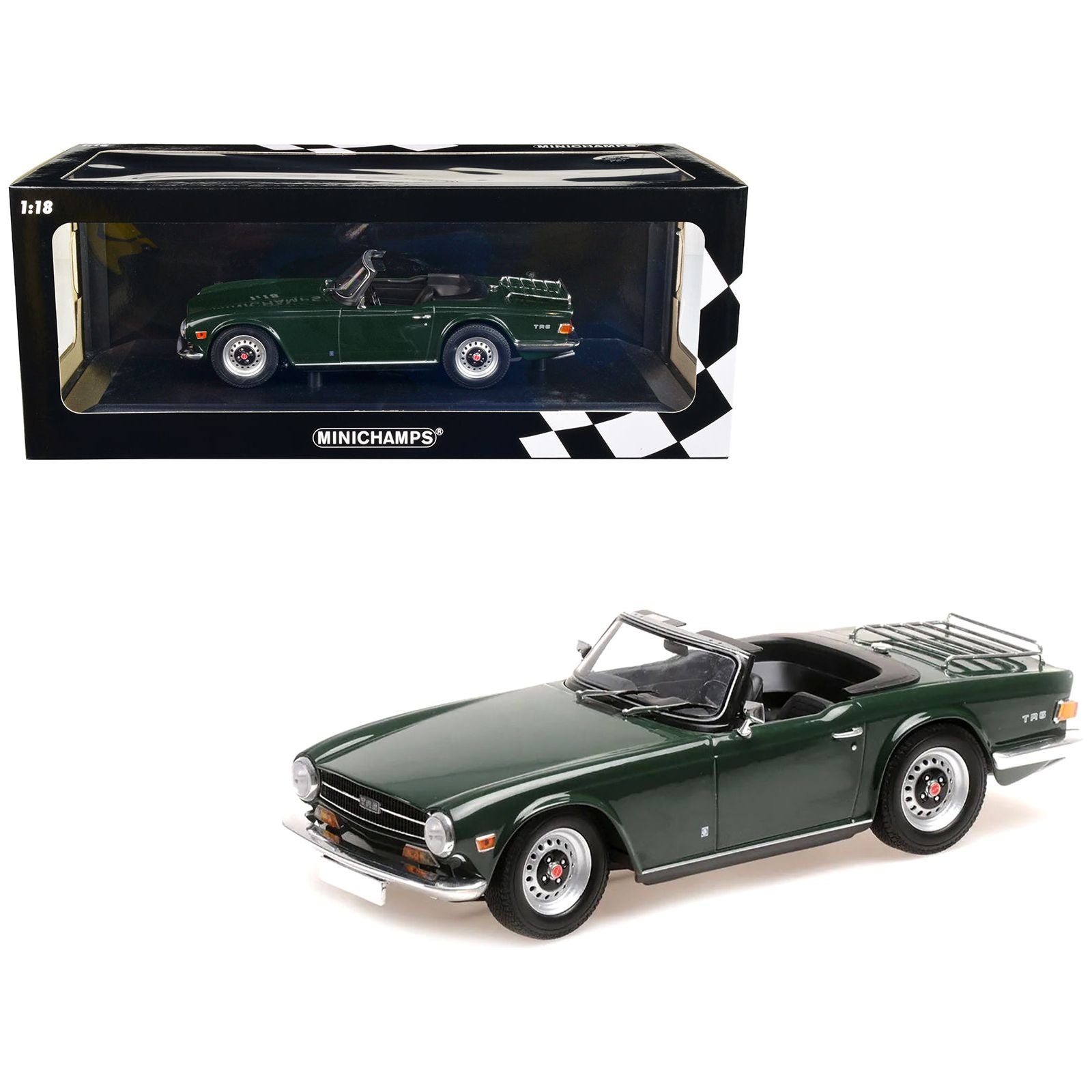1969 Triumph TR6 Convertible Dark Green 1/18 Diecast Model Car