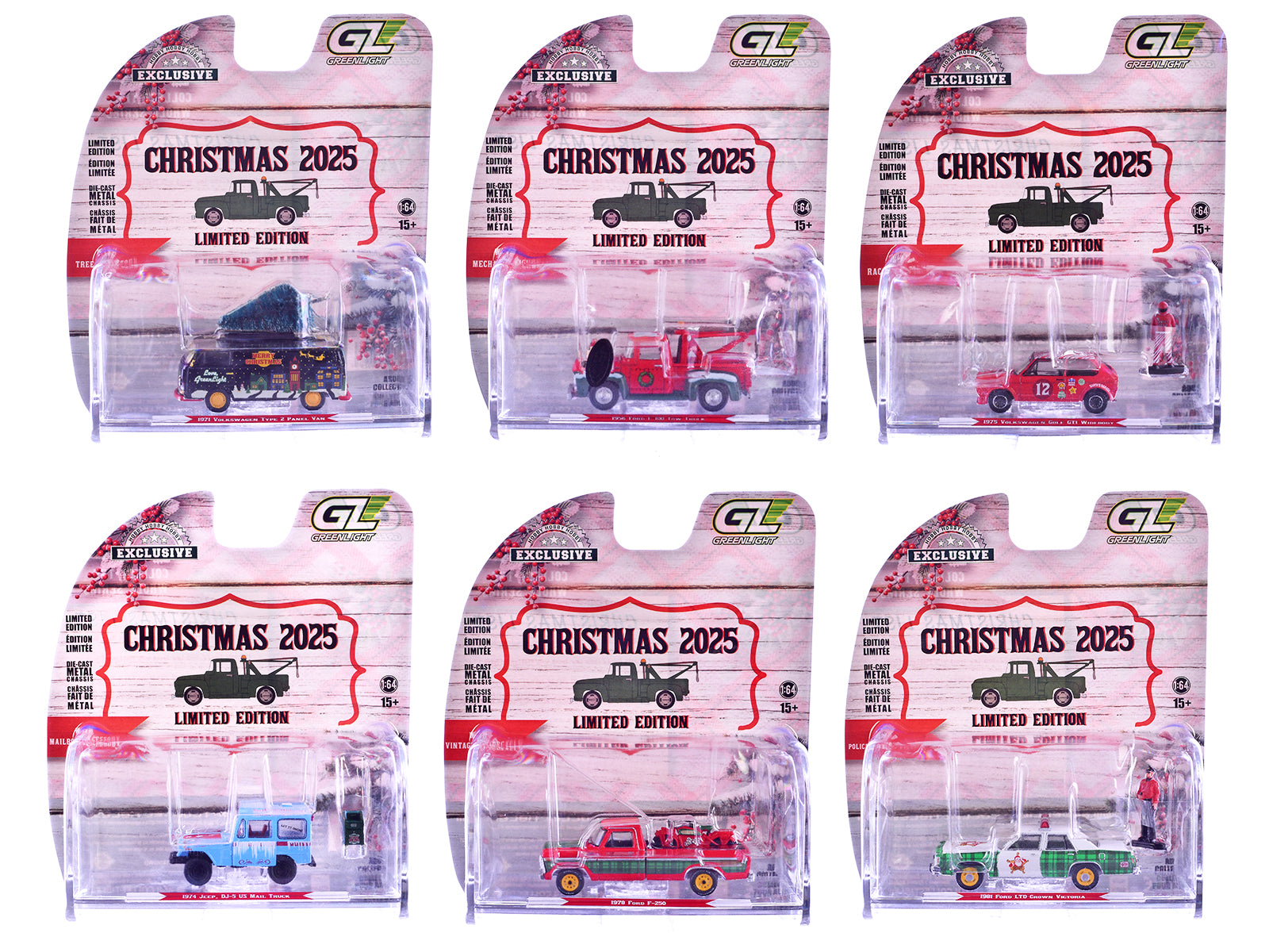 "Christmas 2025 Limited Edition" Set of 6 Cars 1/64 Diecast Model Cars ...