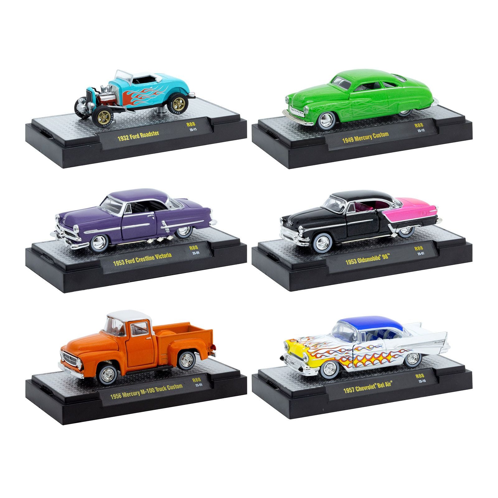 Auto Meets Set of 6 Cars IN DISPLAY CASES Release 88 Limited Edition