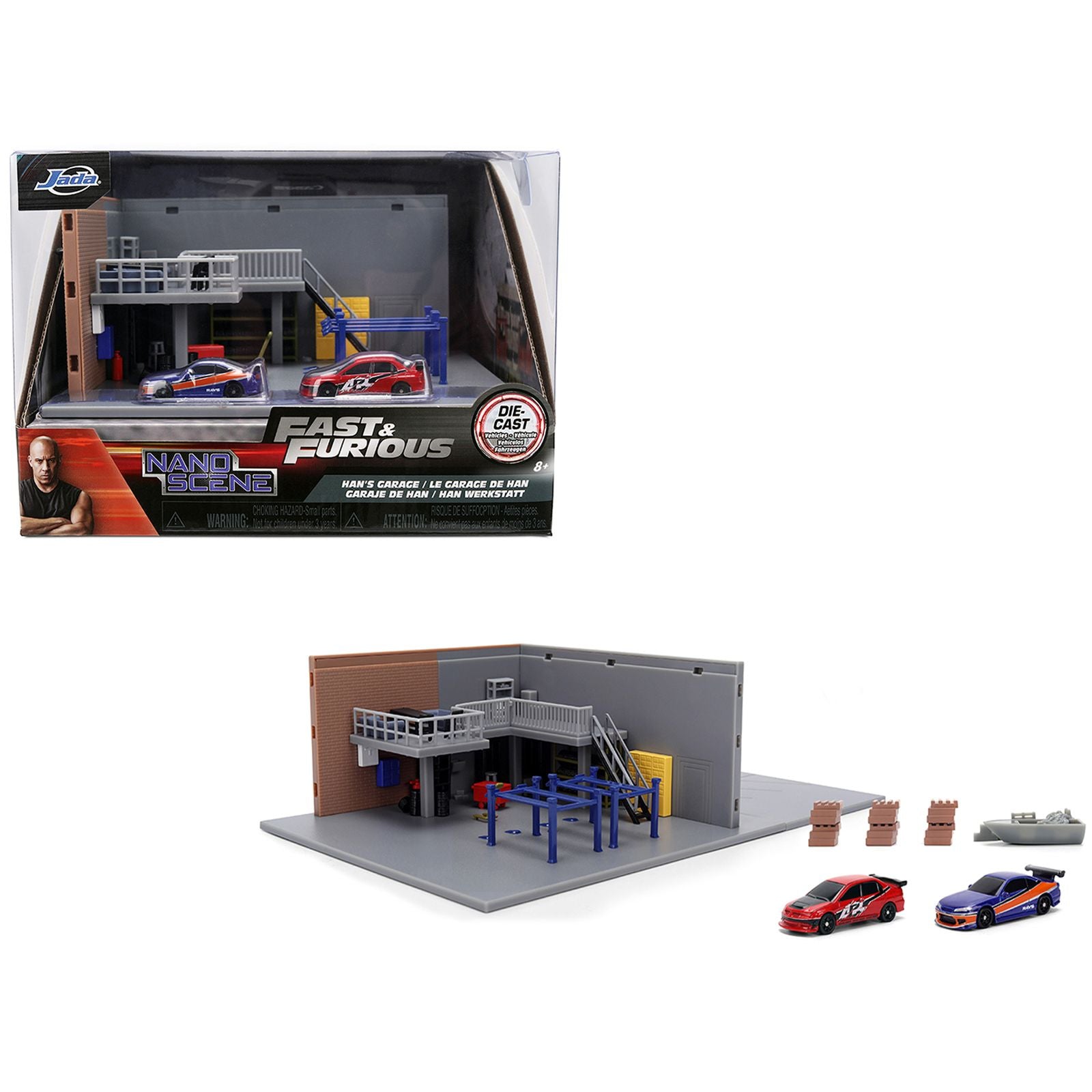 "Fast & Furious" Han's Garage Diorama with 2 Cars and Accessories "Nan ...