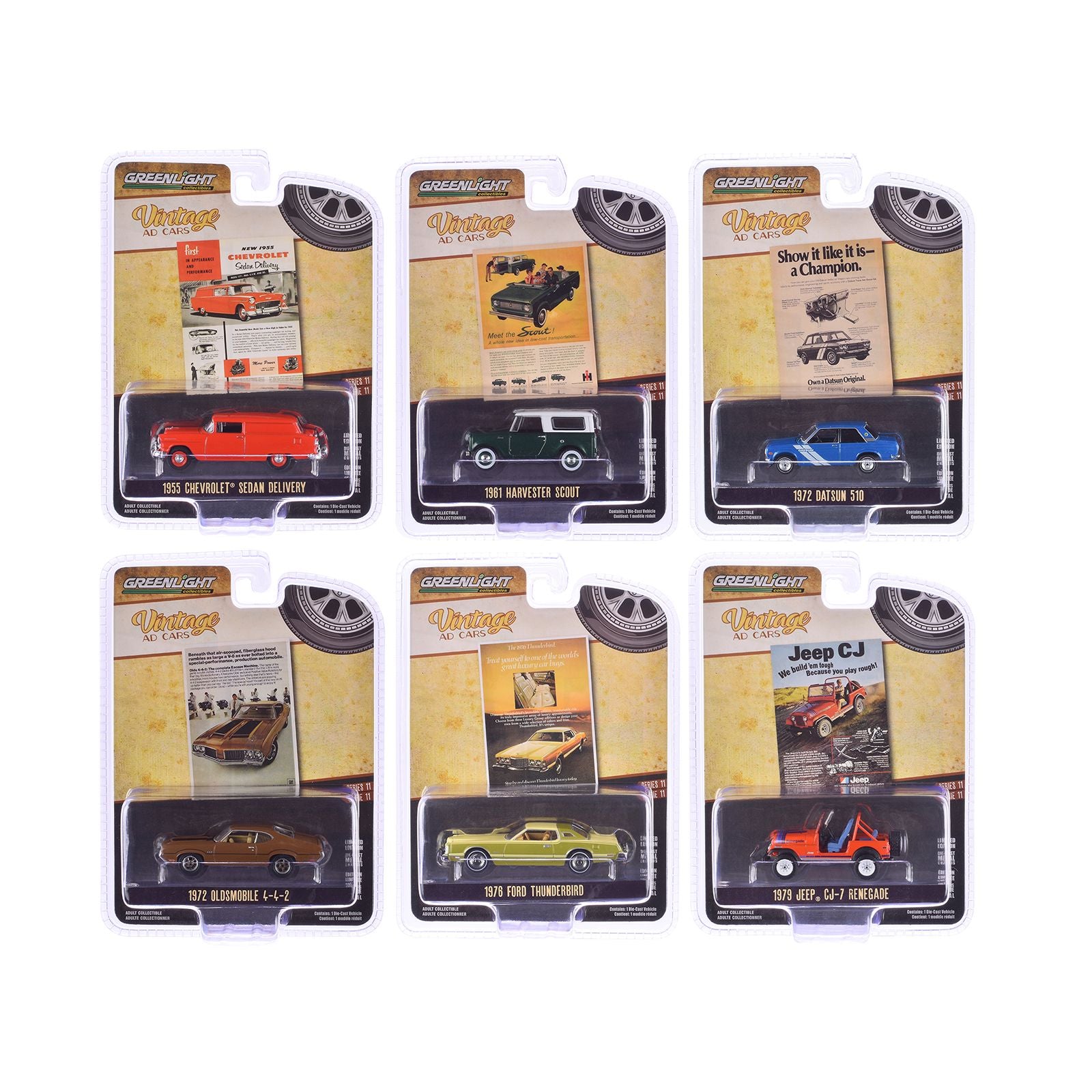 Vintage Ad Cars Series 11 Set of 6 pieces 1/64 Diecast Model Cars