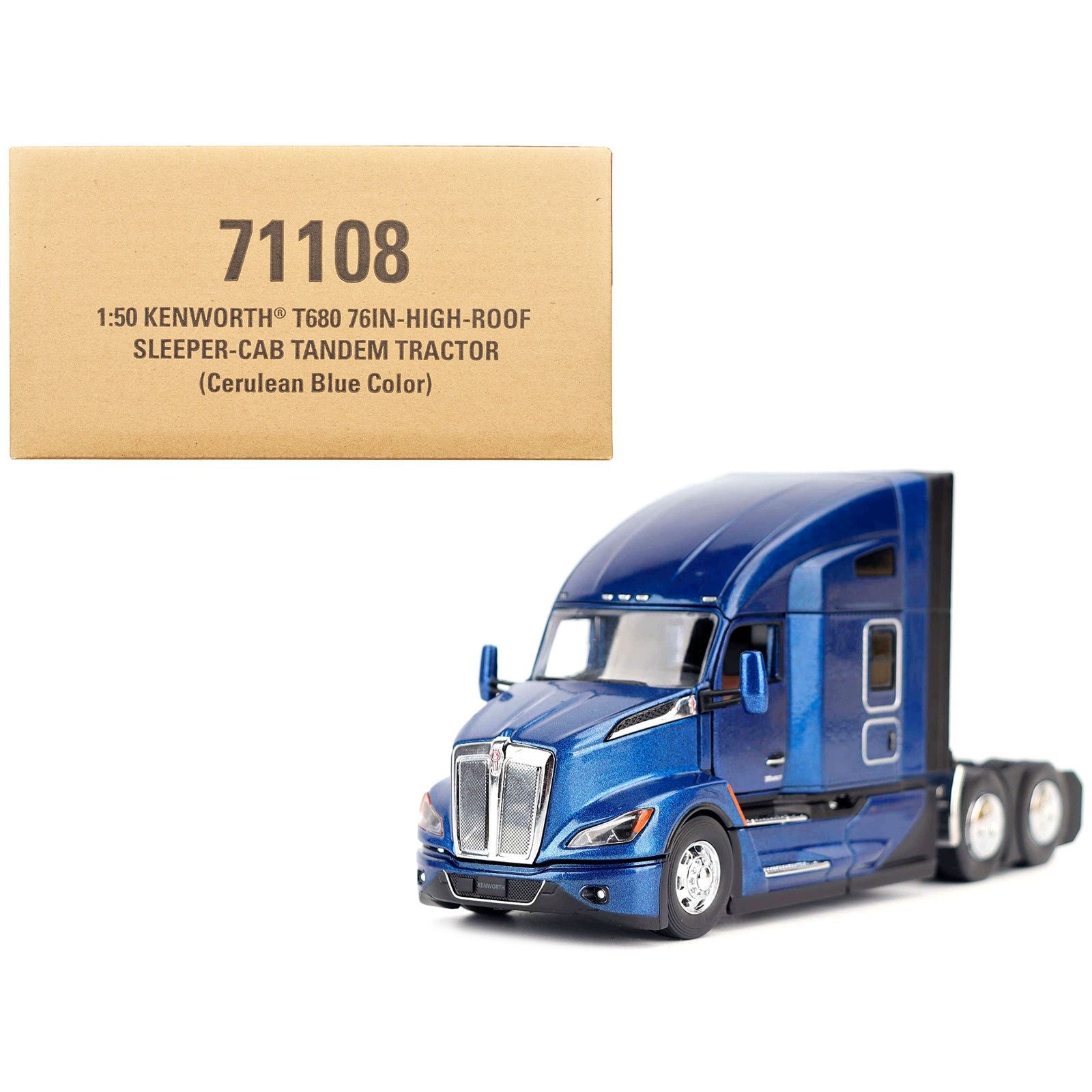 Kenworth T680 Truck Tractor Deep Cerulean Blue Metallic 1/50 Diecast
