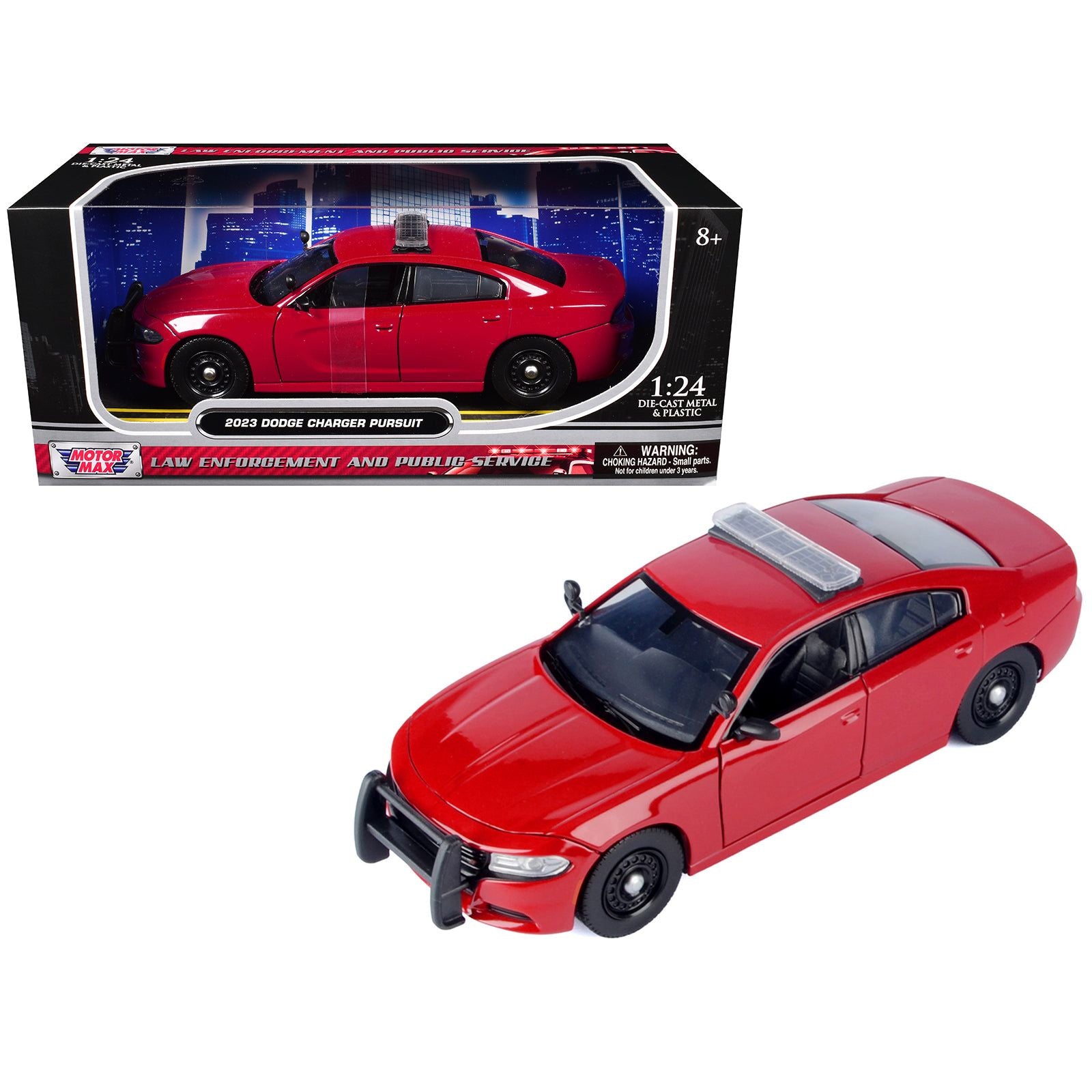 2023 Dodge Charger Pursuit Police Car Red 1/24 Diecast Model Car