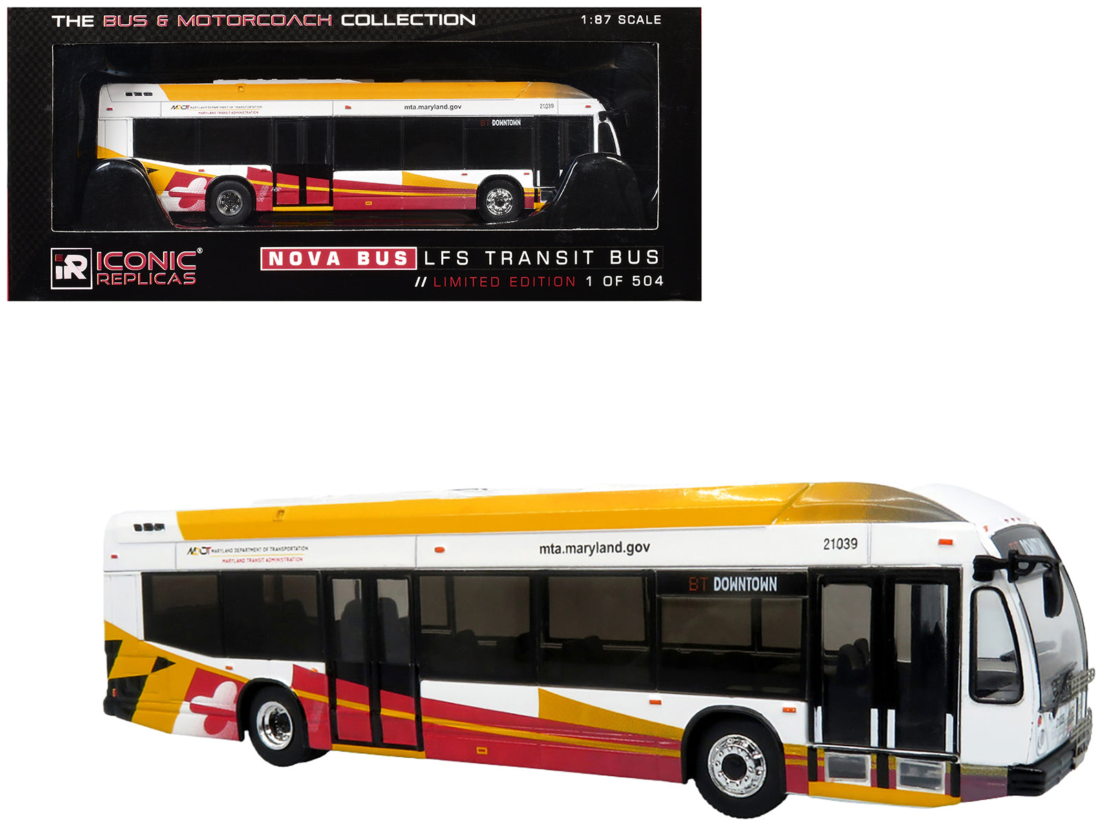 Nova Bus LFSH Hybrid Transit Bus "MTA Maryland" White with Red and ...