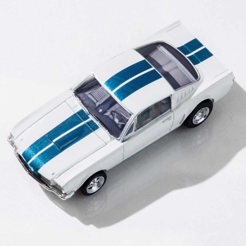 AFX Racing HO 1965 Ford Shelby GT350 Mega G+ Slot Car, White & Blue