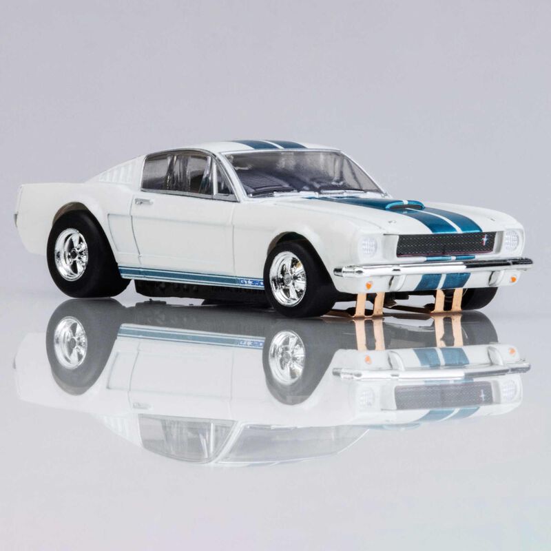 AFX Racing HO 1965 Ford Shelby GT350 Mega G+ Slot Car, White & Blue