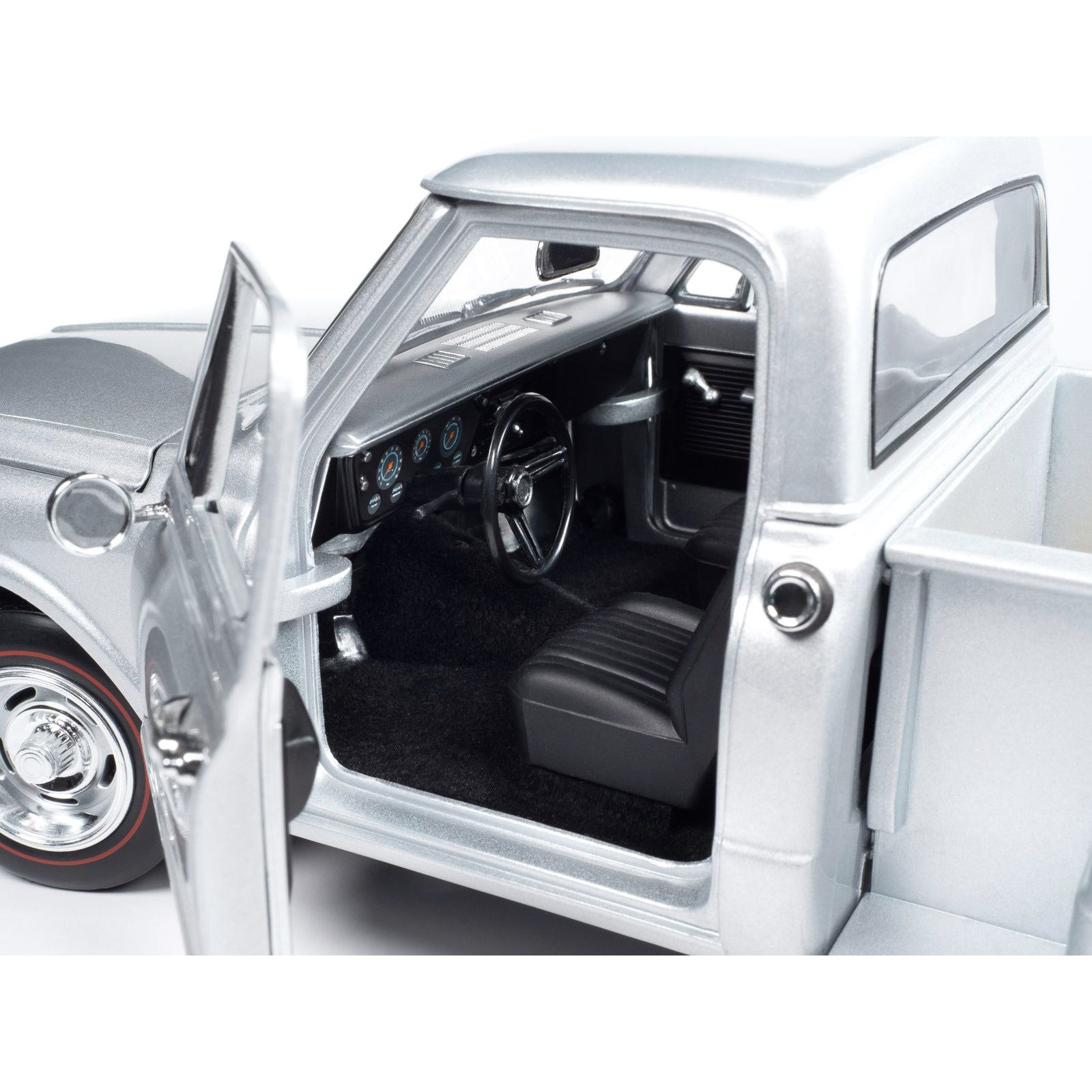 1968 Chevrolet C10 Stepside Pickup Silver Metallic 1/18 Diecast Model