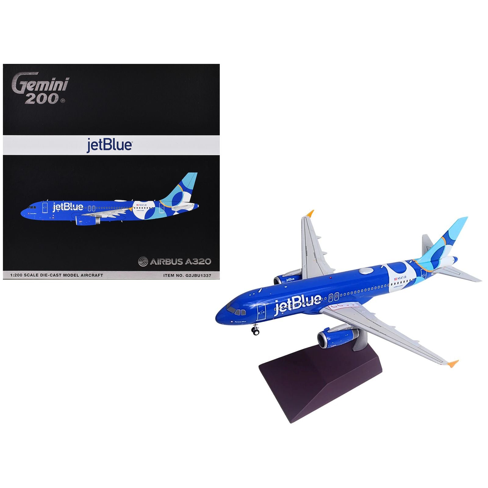 Airbus A320 Commercial Aircraft Blue with Graphics 1/200 Diecast