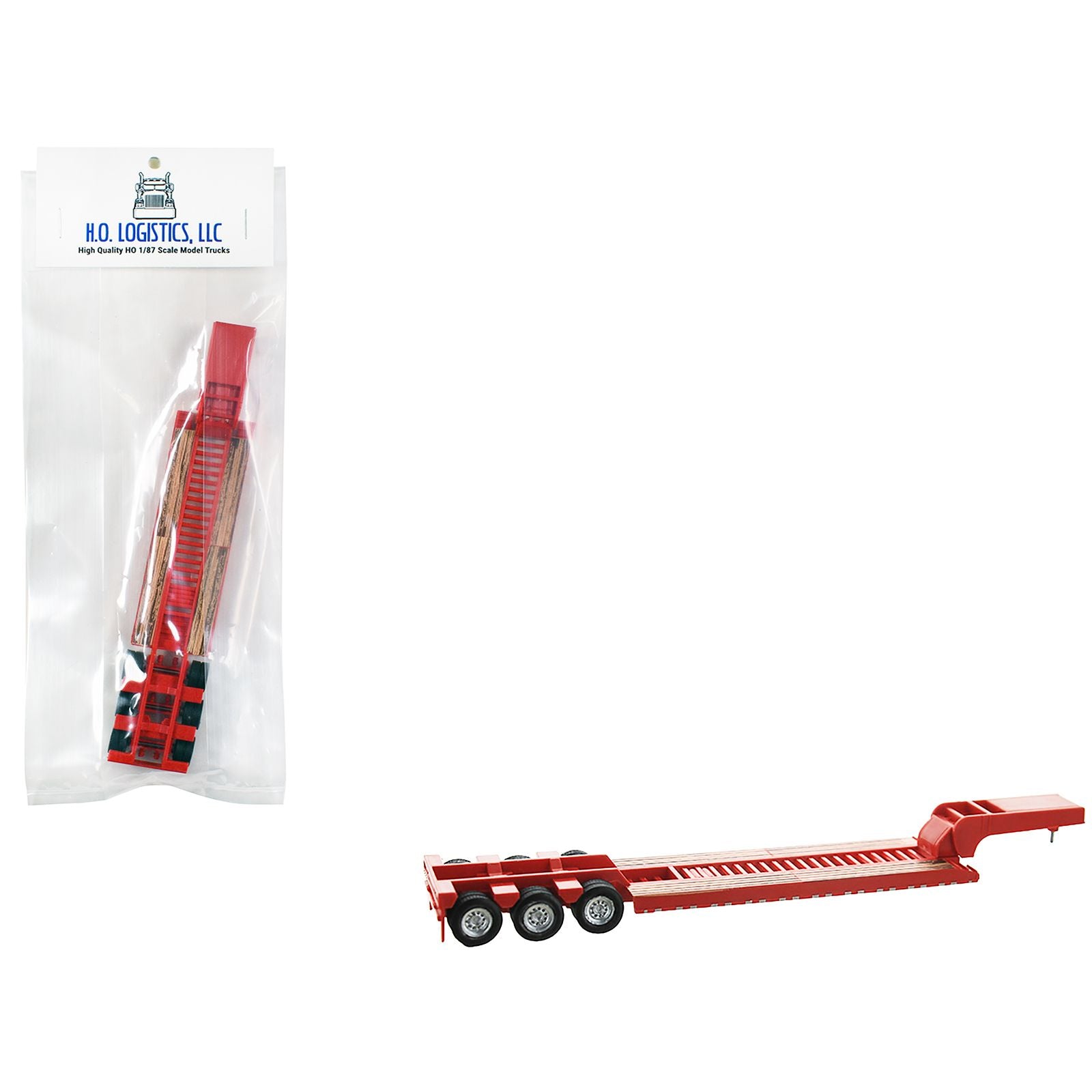 Low Boy Flatbed Trailer Red 1 87 Ho Plastic Model Car By Ho Logistics