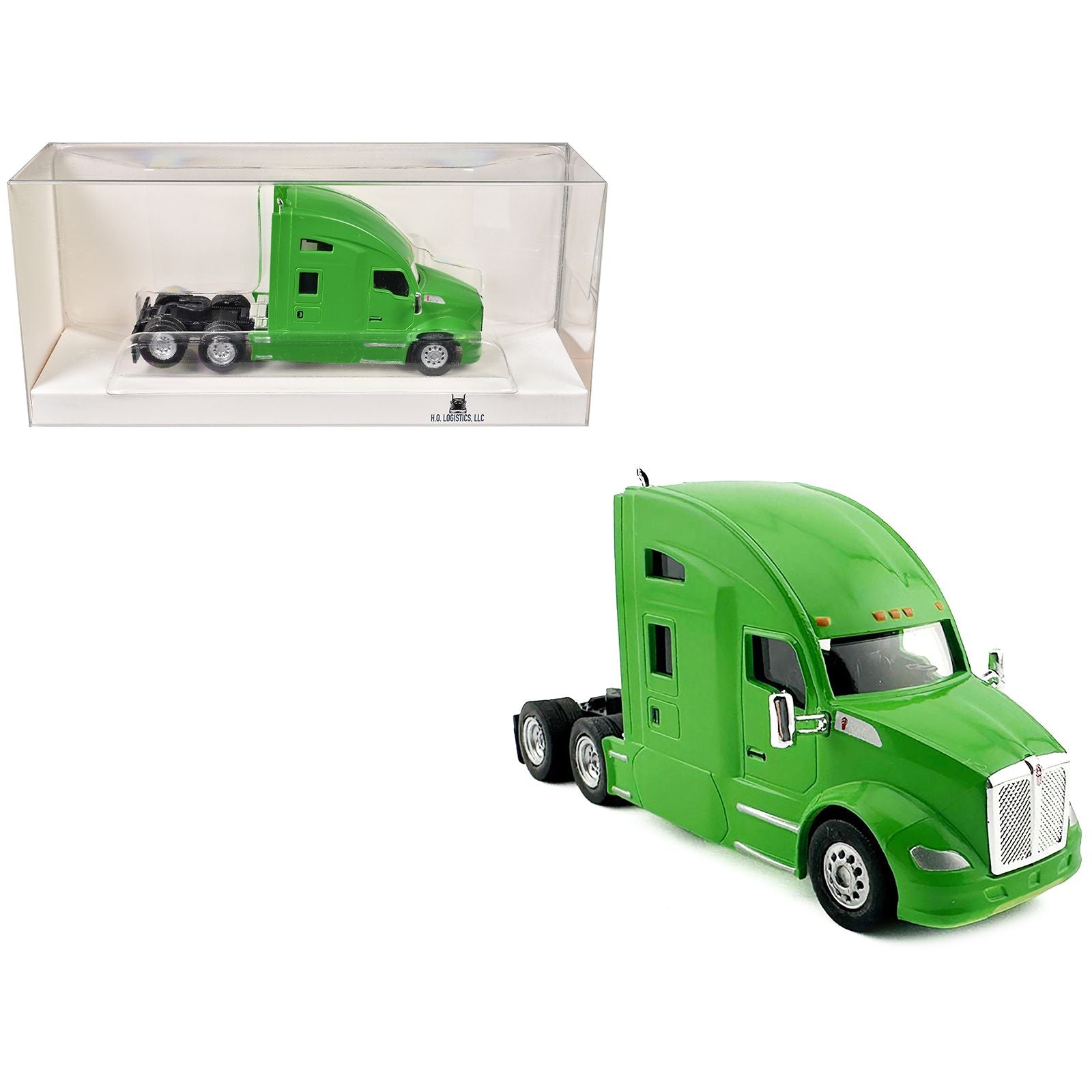 Kenworth T680 Sleeper Cab Lime Green 1/87 (HO) Plastic Model Car