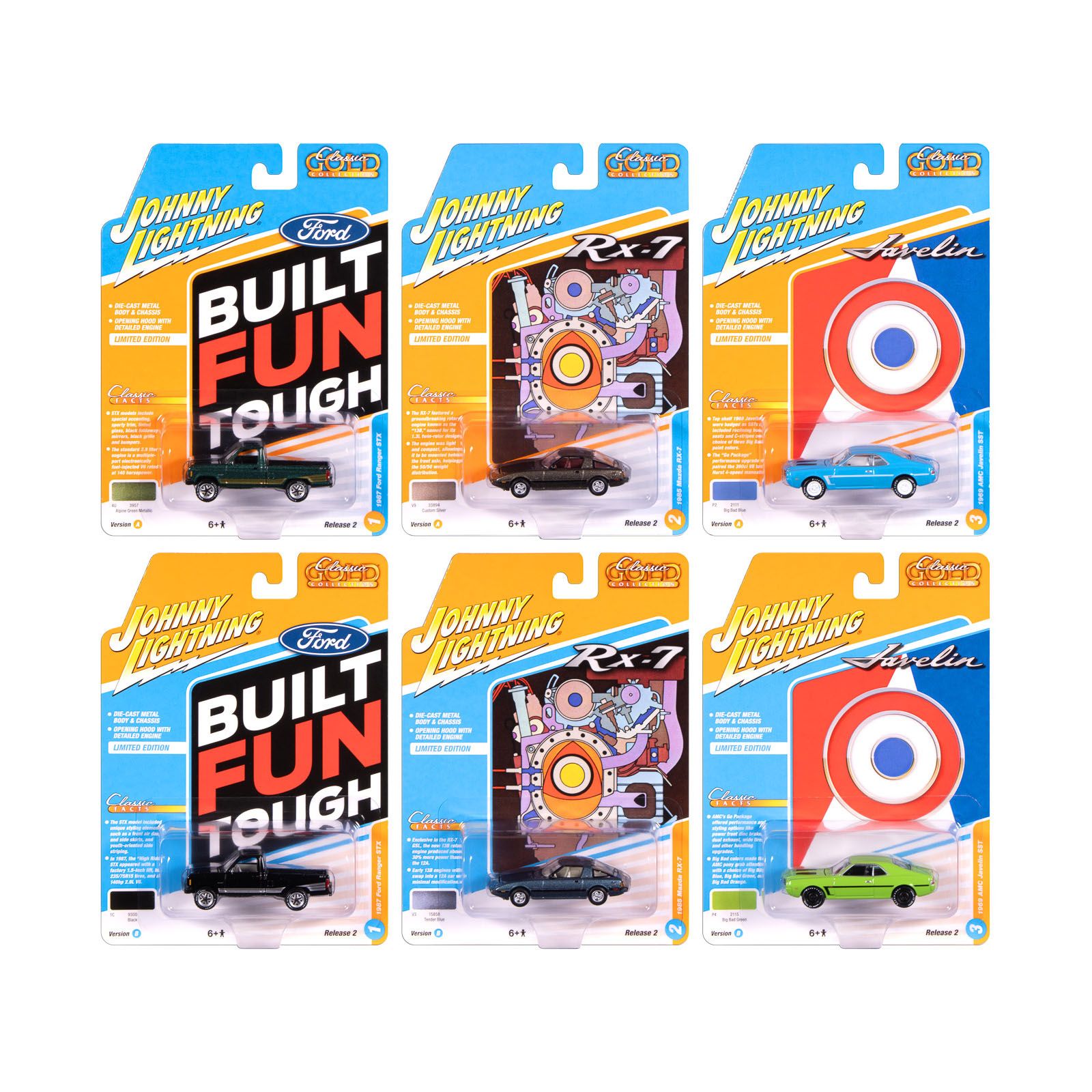 Classic Gold Collection 2025 Release 2 Set of 6 Cars 1/64 Diecast