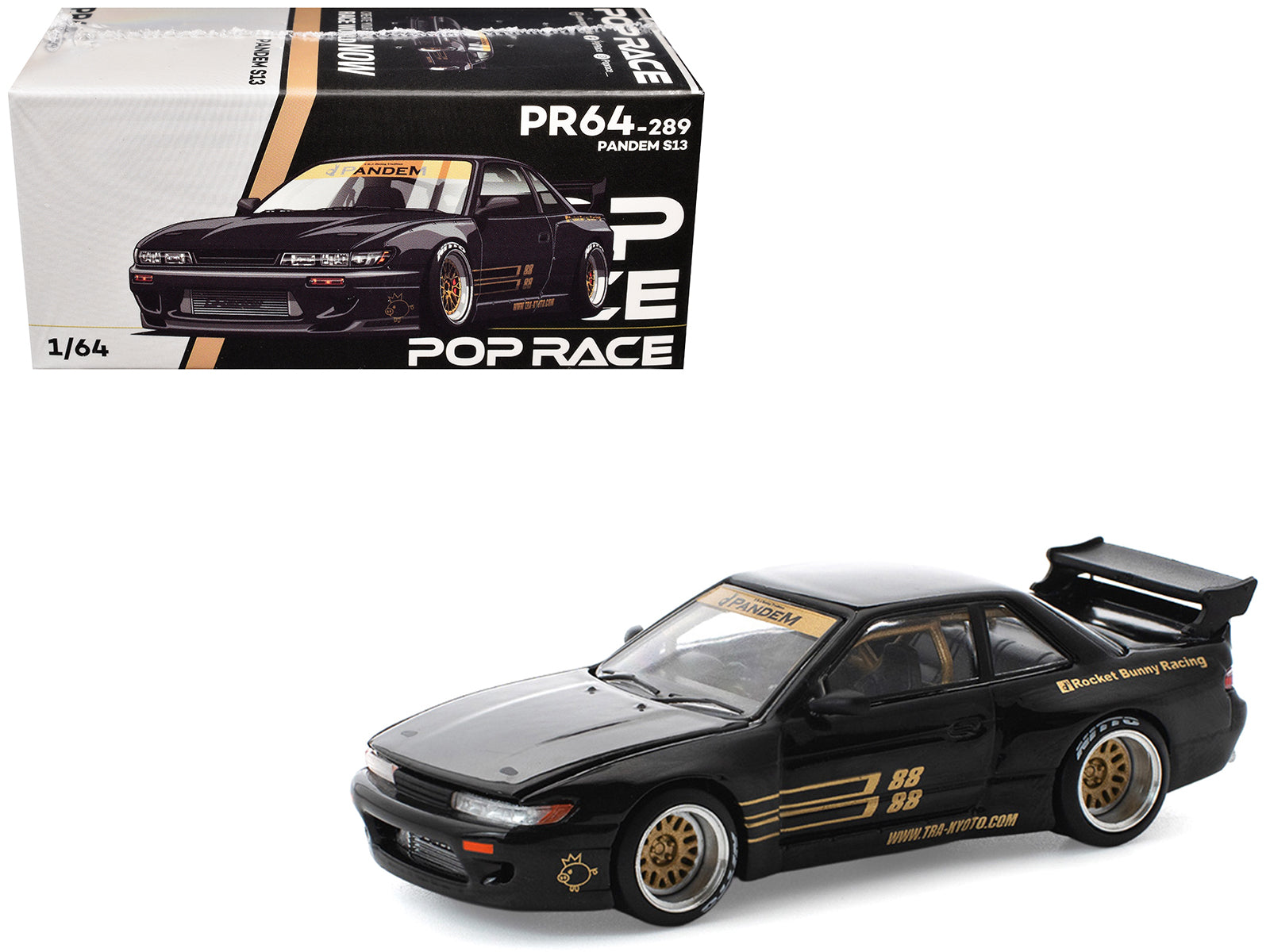 Pandem S13 RHD (Right Hand Drive) Black with Gold Accents 1/64 Diecast ...