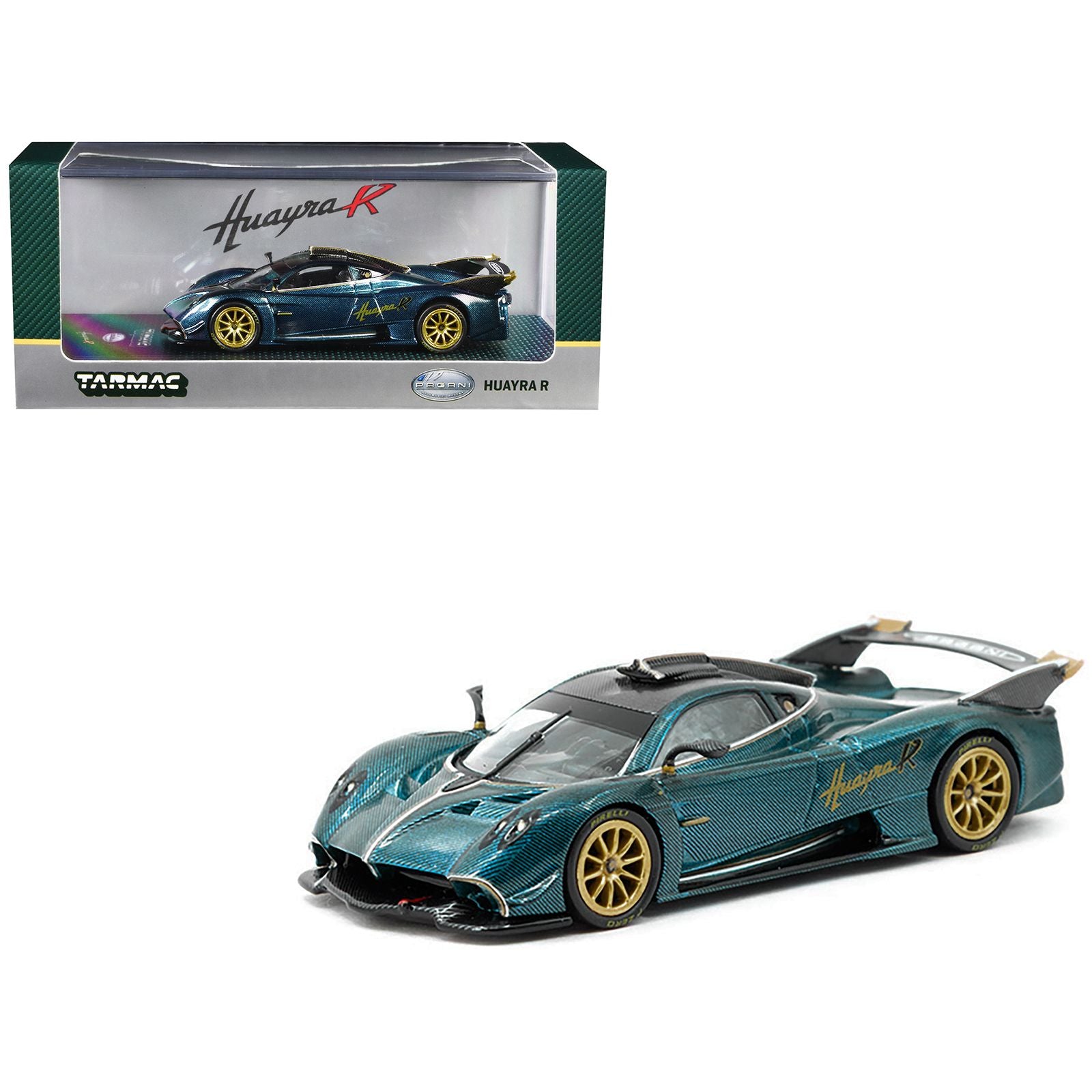 Pagani Huayra R Turquoise Carbon Fiber with Gold Wheels "Global64 ...