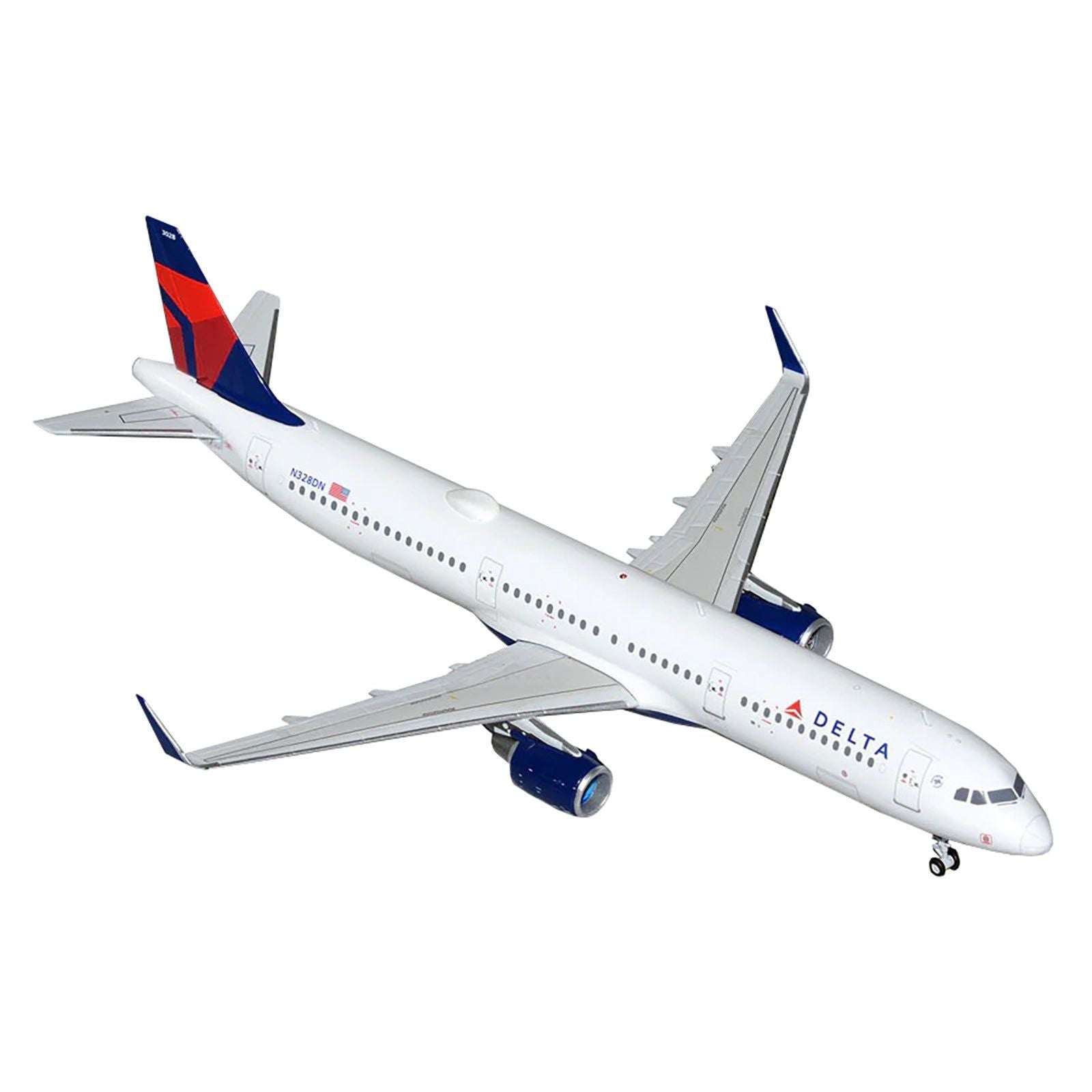 Airbus A321 Commercial Aircraft White with Blue and Red Tail 1/200