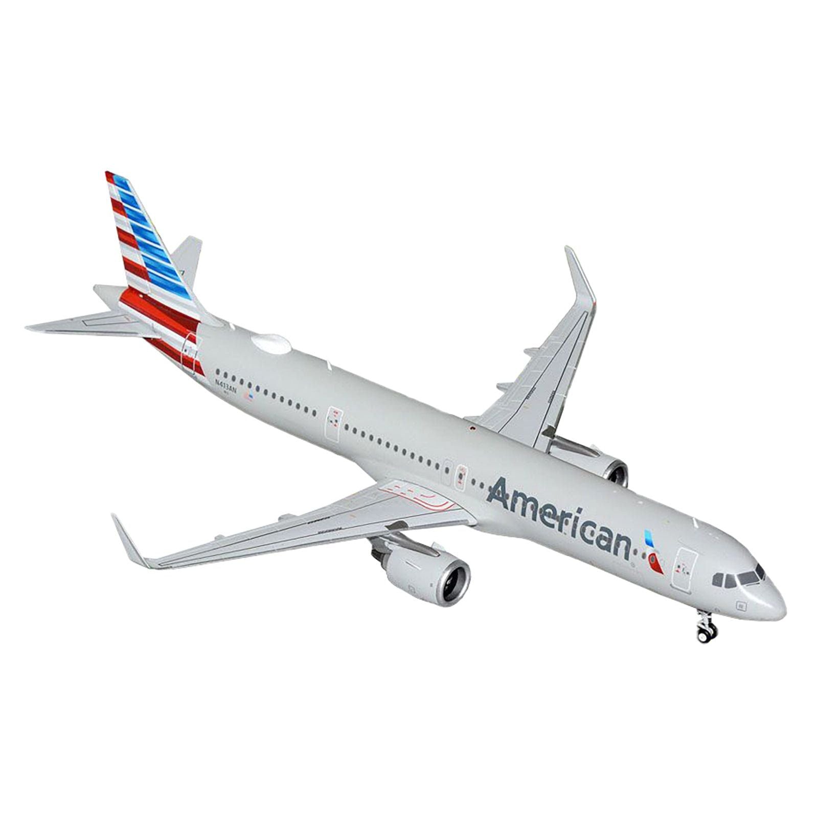 Airbus A321neo Commercial Aircraft Gray with Striped Tail 1/200