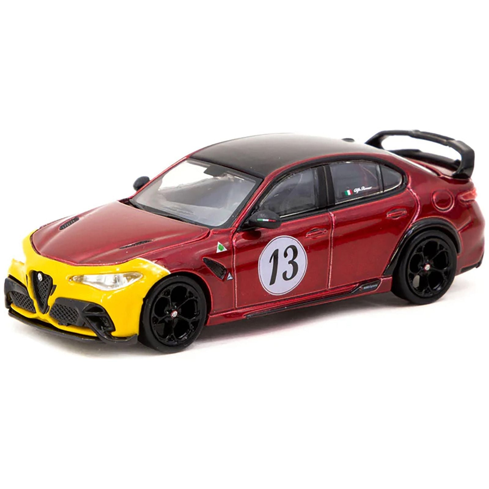 Alfa Romeo Giulia GTAm #13 Red Metallic and Yellow 1/64 Diecast Model