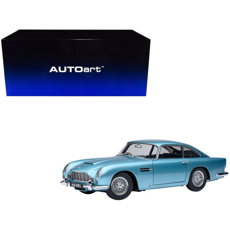 Aston Martin DB5 RHD Caribbean Pearl Blue Metallic 1/18 Model Car
