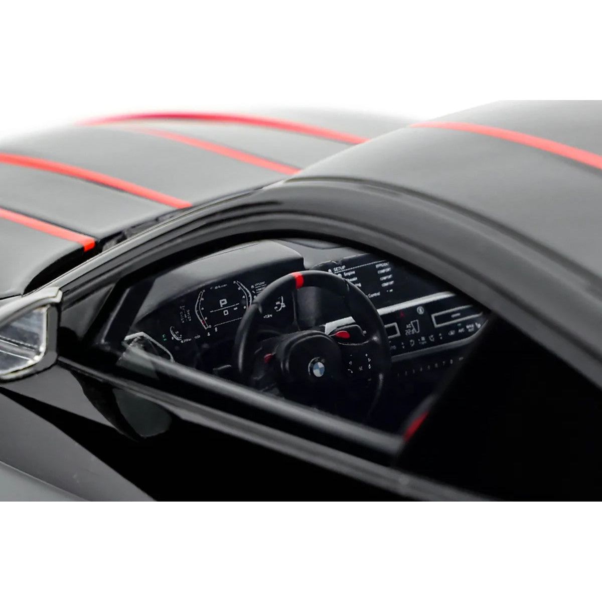 BMW M4 CSL Black with Red Stripes 1/18 Model Car by GT Spirit