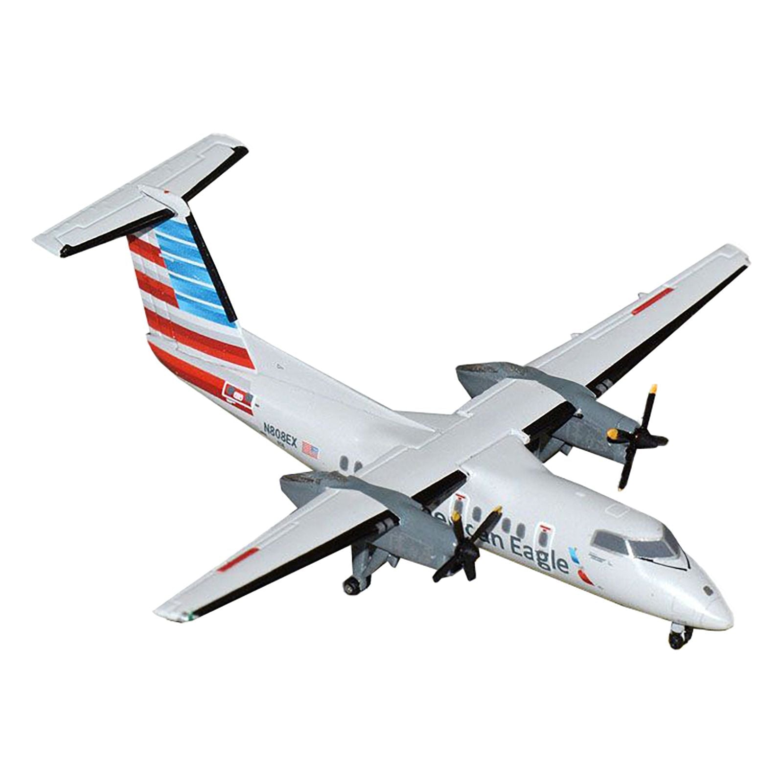 Bombardier Dash 8-100 Commercial Aircraft Gray with Striped Tail