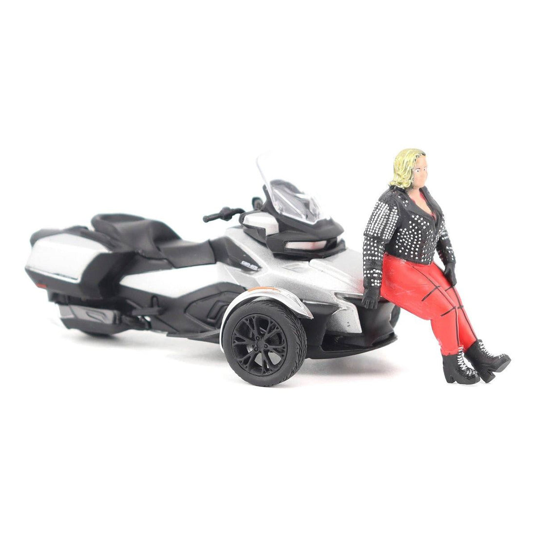Can-Am Spyder RT 3-Wheel Motorcycle Hyper Silver Metallic with Driver