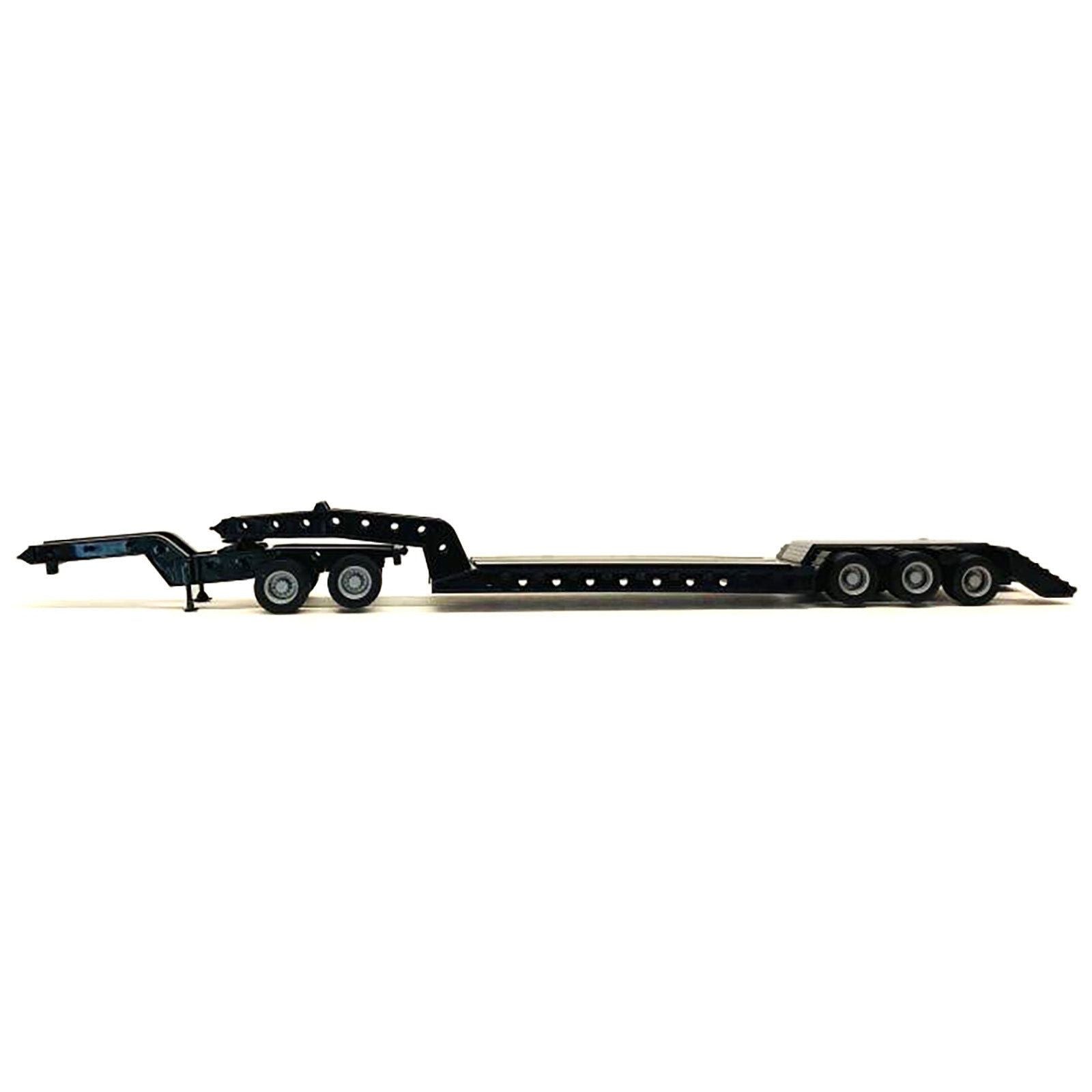 Heavy Equipment Lowboy Trailer with Jeep Black 1/87 (HO) Plastic Model
