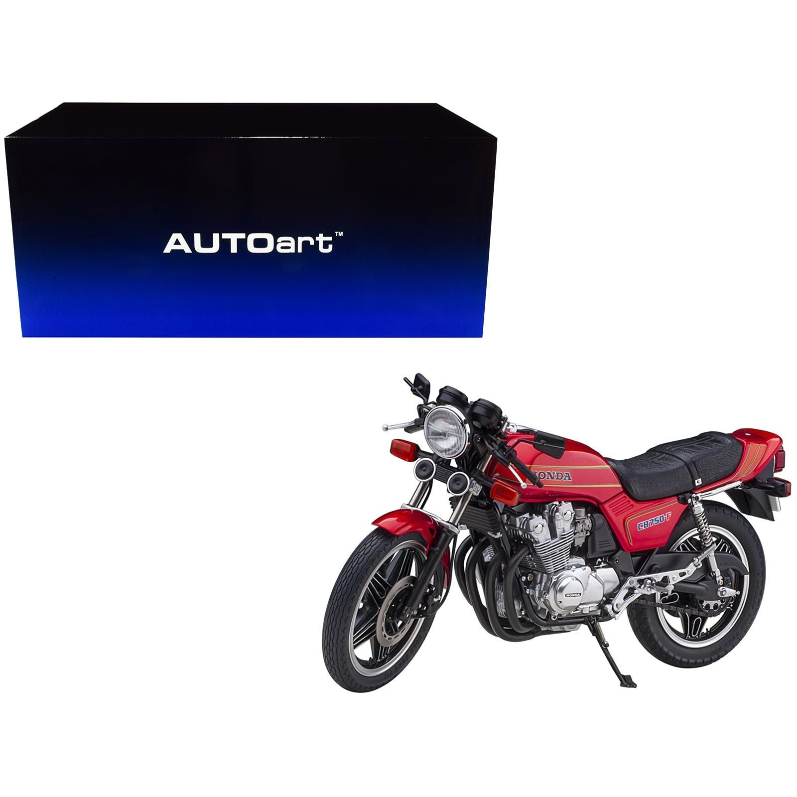 Honda CB750F Motorcycle Red with Helmet "Baribari Legend" 1/12
