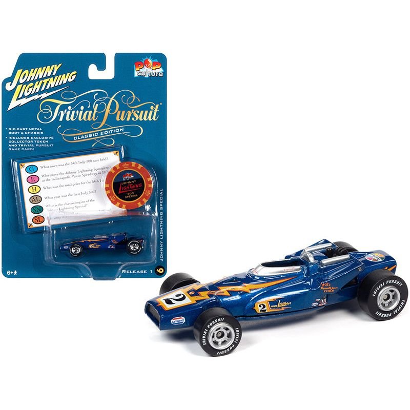 Johnny Lightning Special Blue "Trivial Pursuit" with Game Card 1/64