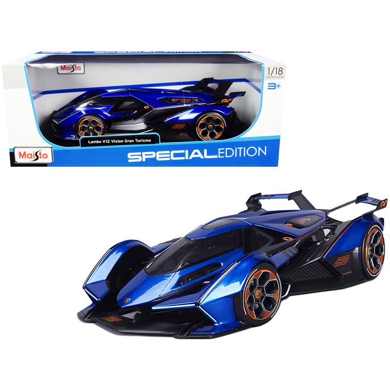 Lamborghini V12 Vision Gran Turismo Blue Metallic 1/18 Diecast Model