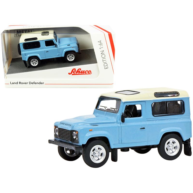 Land Rover Defender Light Blue with Cream Top 1/64 Diecast Model Car