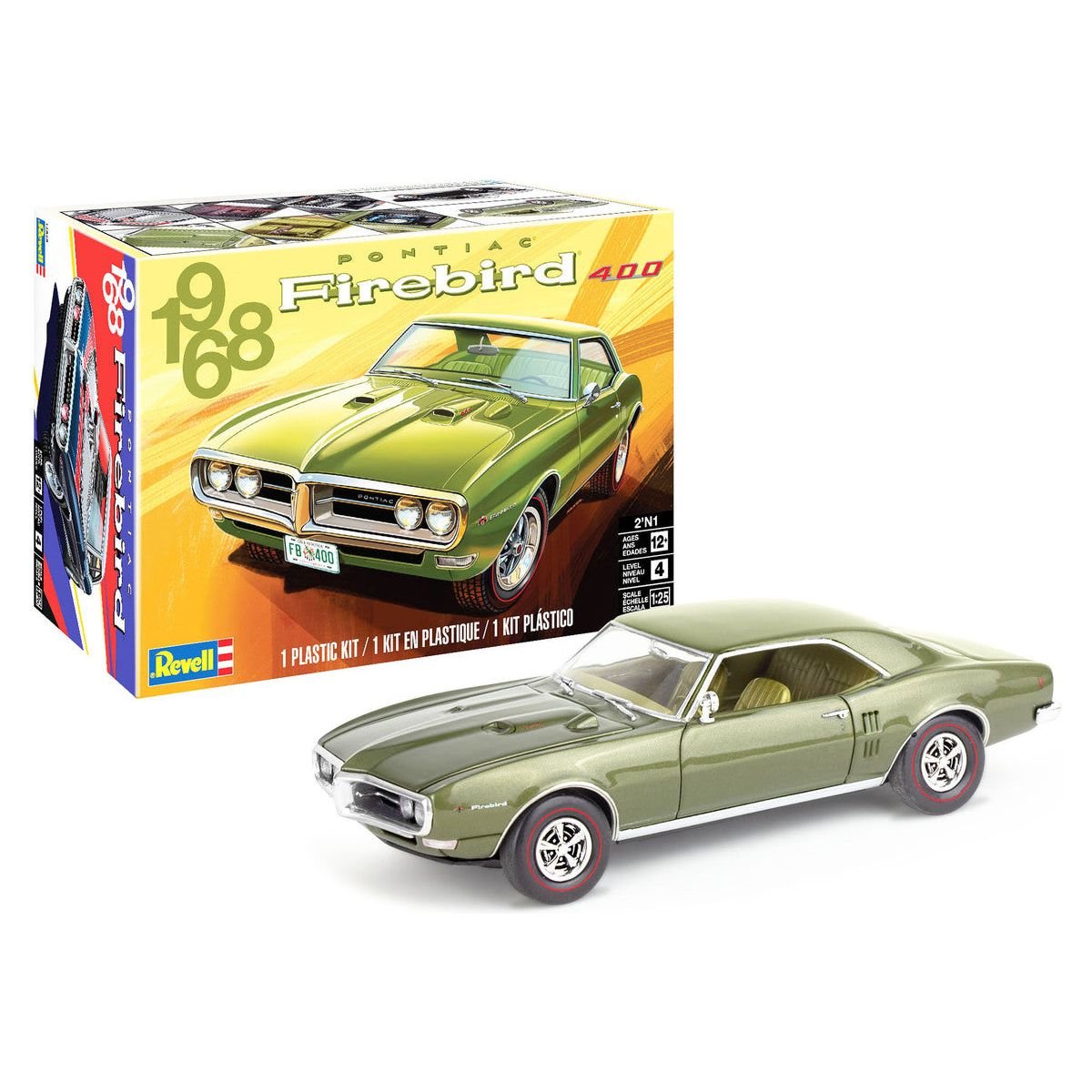 Level 4 Model Kit 1968 Pontiac Firebird 400 2-in-1 Kit 1/25 Scale