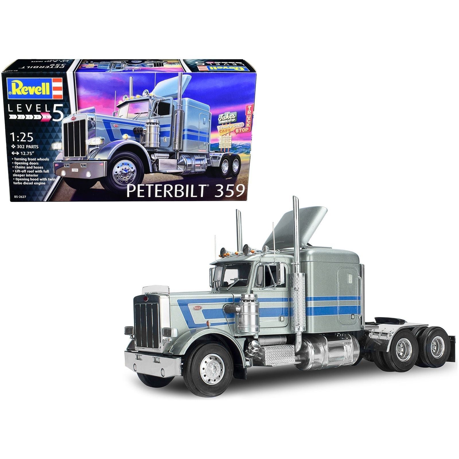 Level 5 Model Kit Peterbilt 359 Truck Tractor 1/25 Scale Model by Reve ...