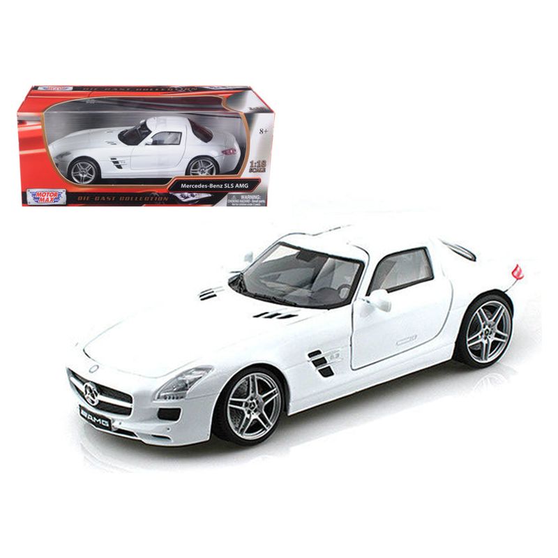 Mercedes SLS AMG Gullwing White 1/18 Diecast Car Model by Motormax
