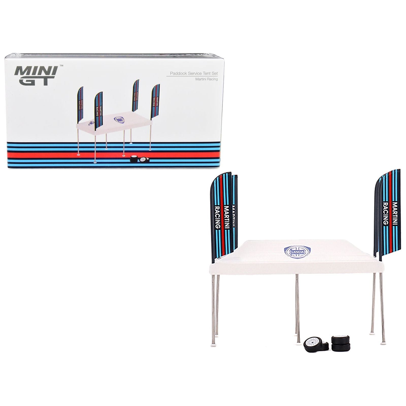 Paddock Service Tent Set with Extra Wheels for 1/64 Scale Models