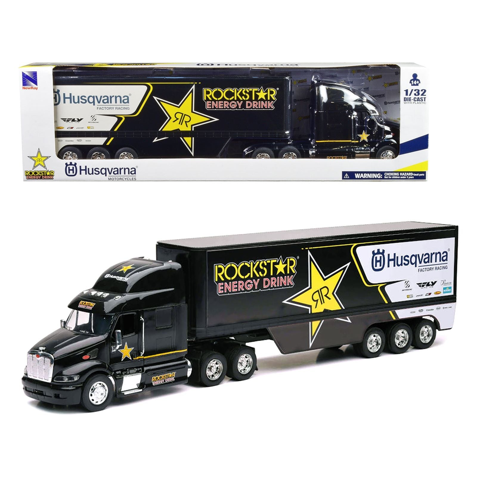 Peterbilt 387 Semi-Truck Black "Rockstar - Husqvarna" 1/32 Diecast