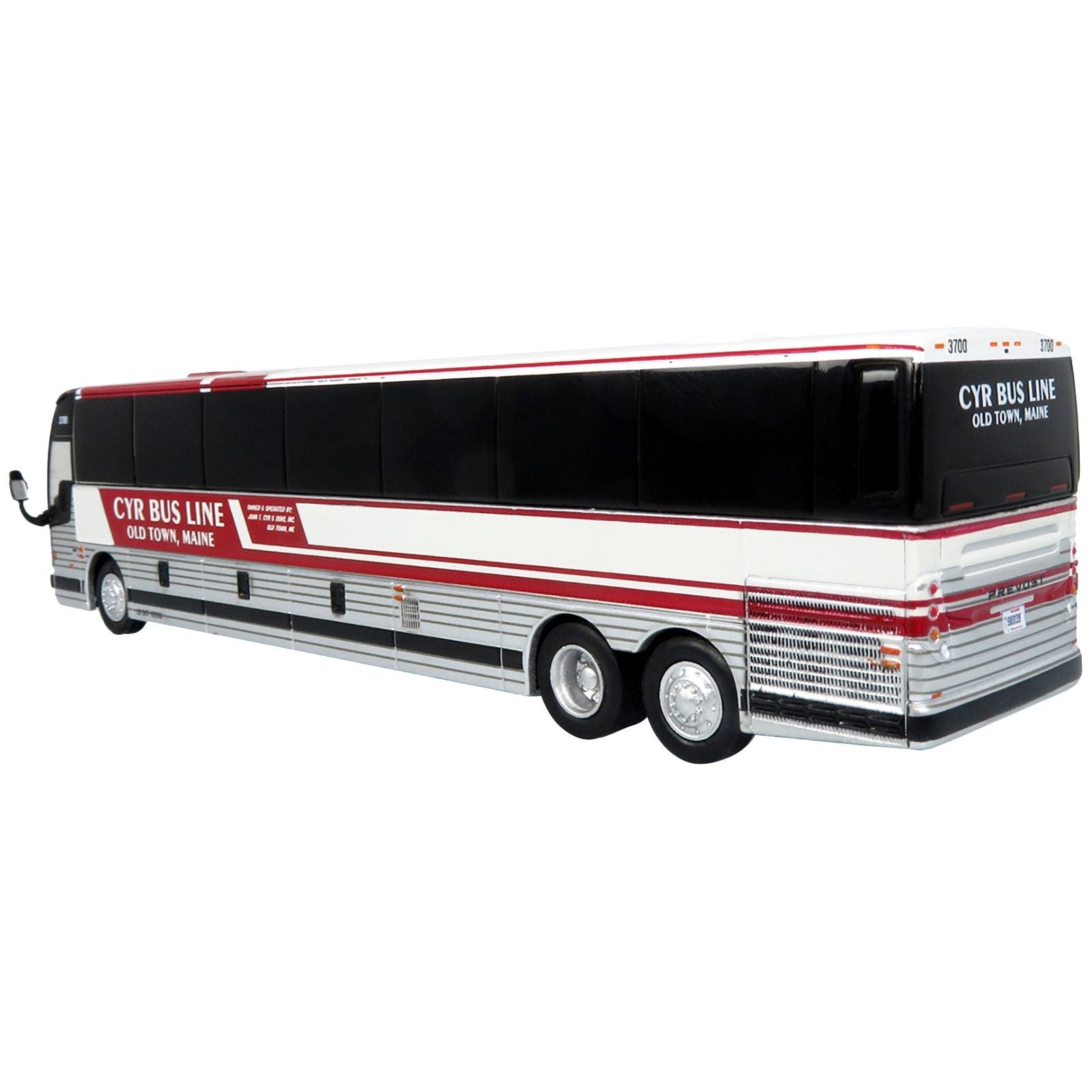 Prevost X3-45 Coach Bus "CYR Bus Line Old Town Maine" Red and White Li ...