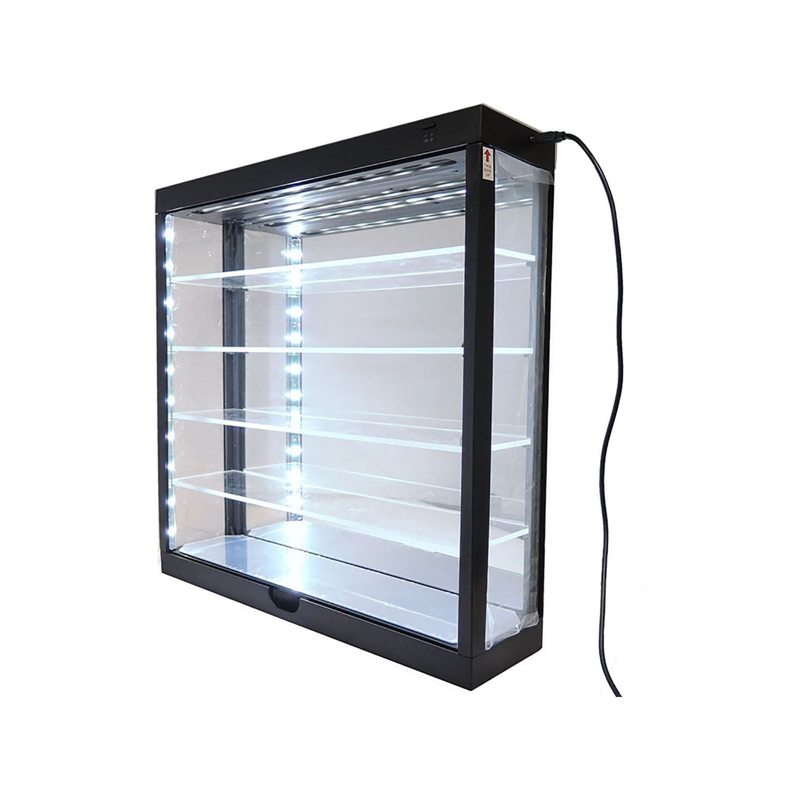 Showcase Wall Mount 5 Tier Display Case with Mirror Back Panel