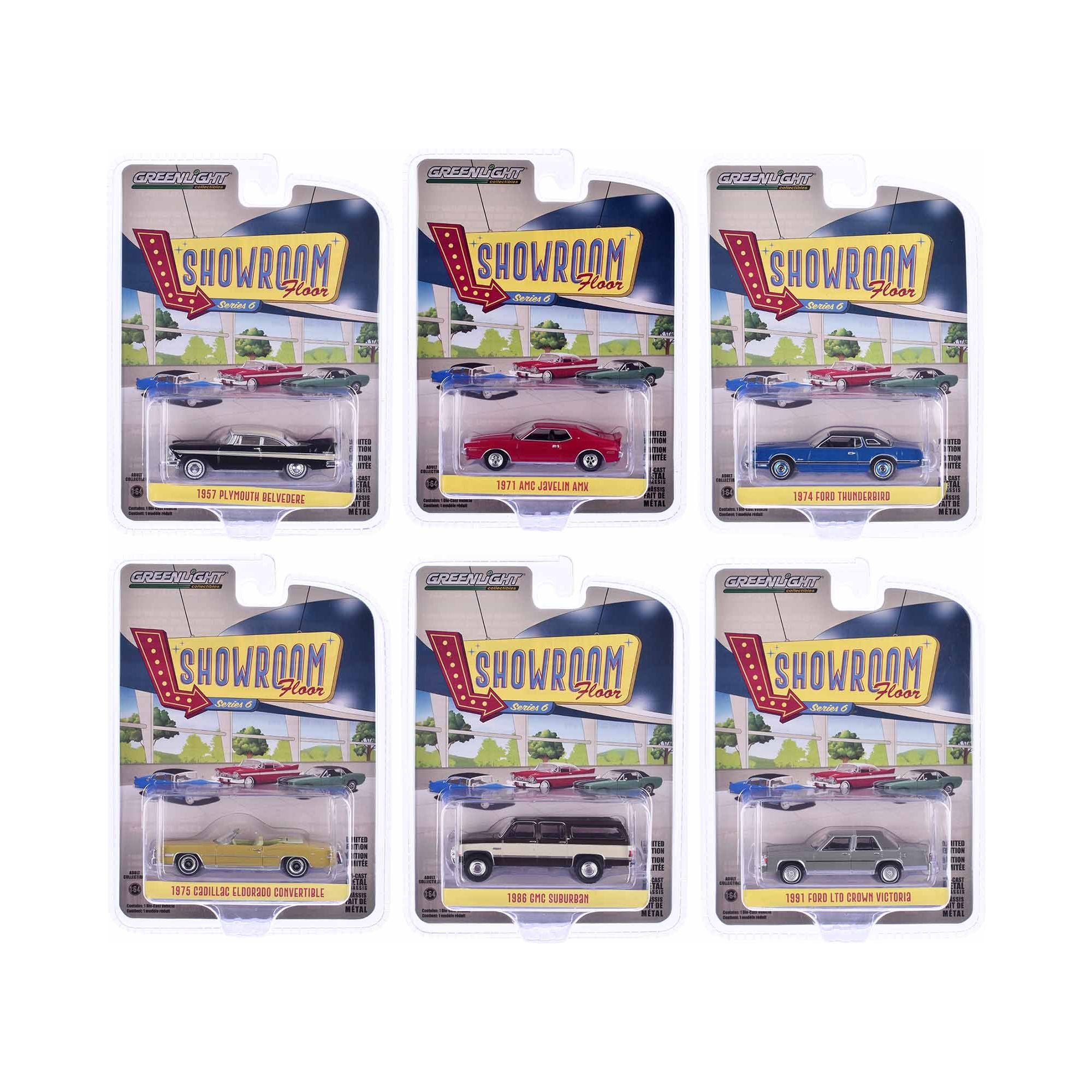 Showroom Floor Set of 6 Cars Series 6 1/64 Diecast Model Cars