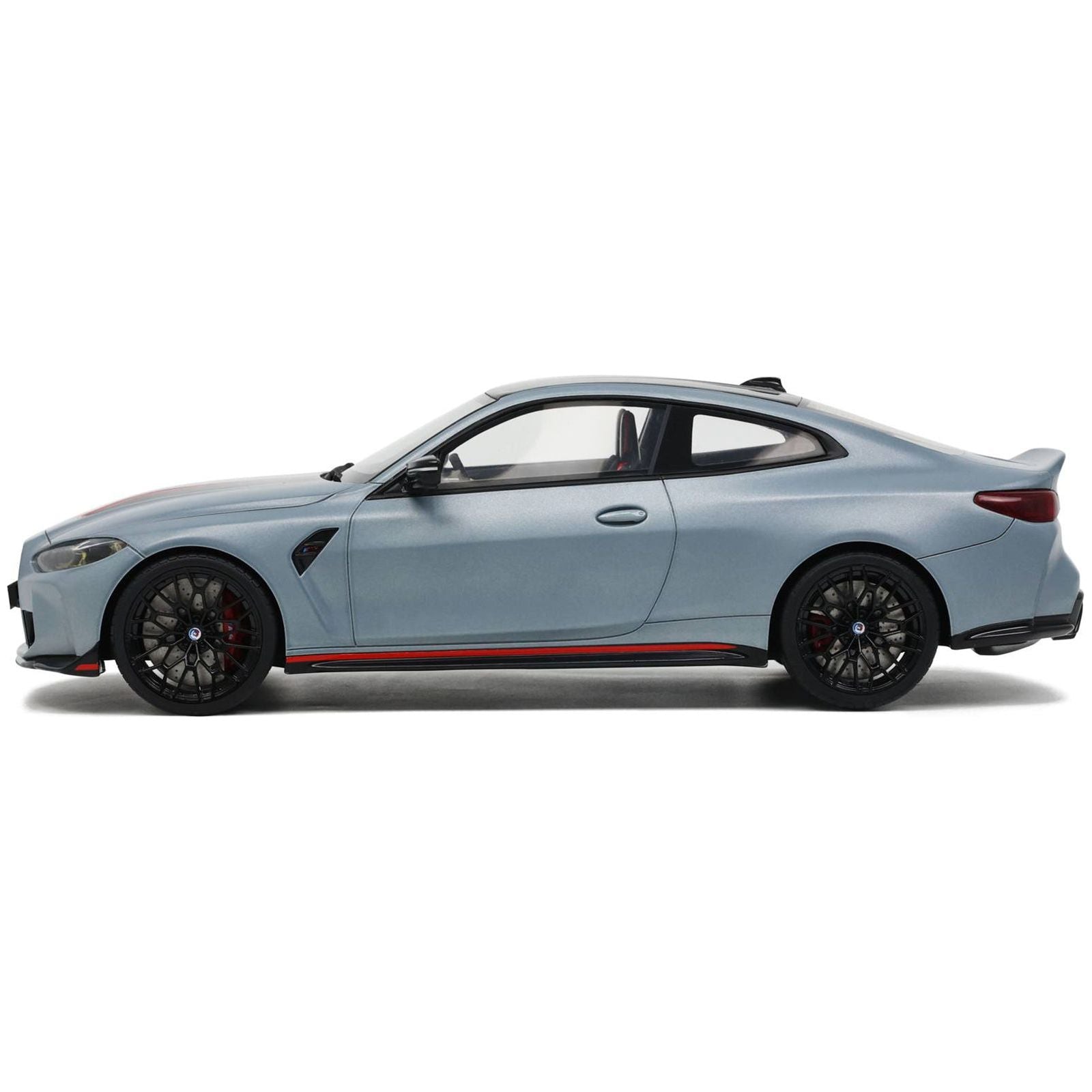 2022 BMW M4 CSL Gray Metallic with Black and Red Stripes 1/18 Model