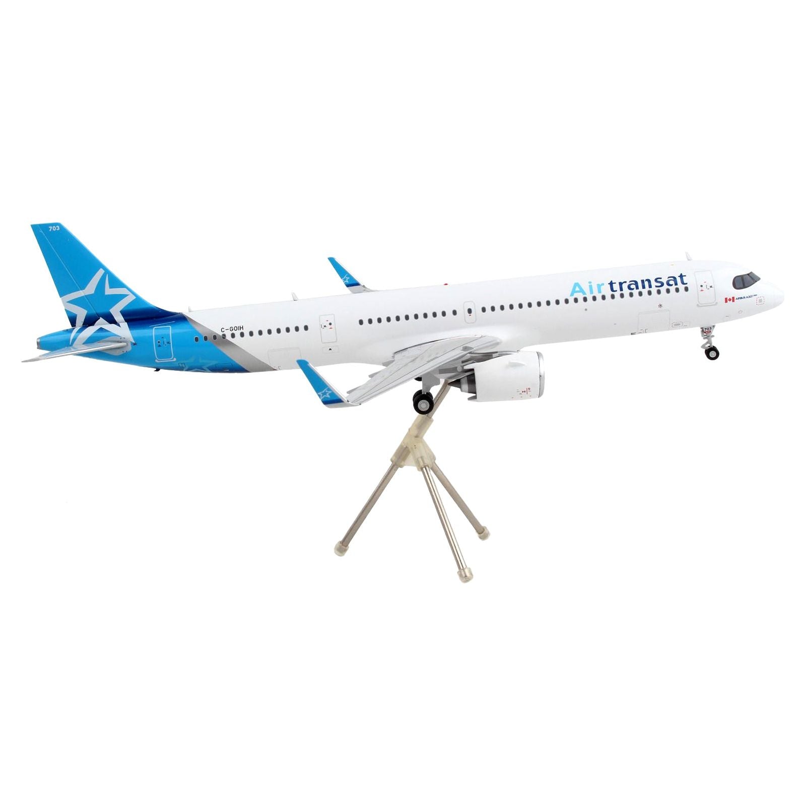 Airbus A321neo Commercial Aircraft White with Blue Tail 1/200 Diecast