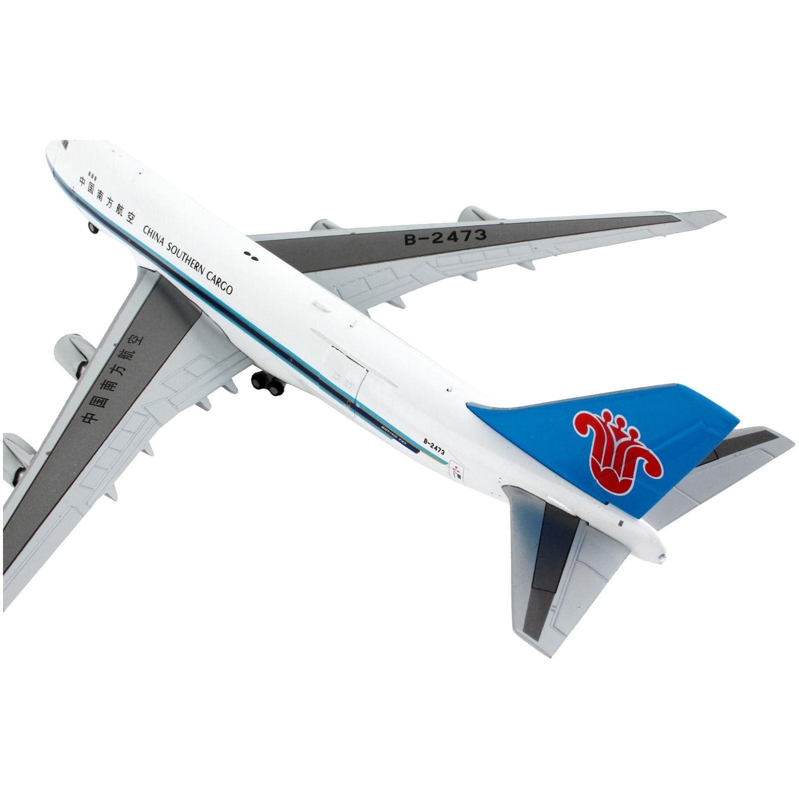 Boeing 747-400F Commercial Aircraft White and Blue Tail 1/400 Diecast