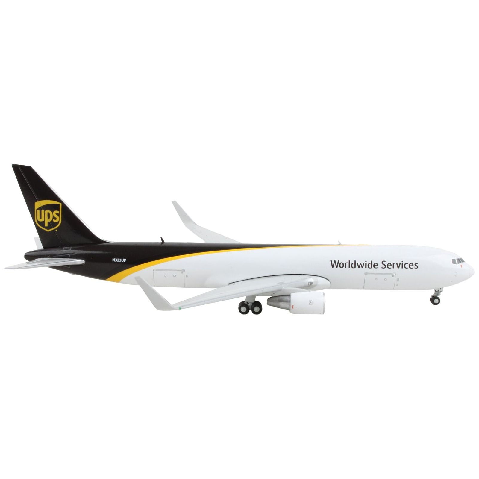 Boeing 767-300F Commercial Aircraft White with Dark Brown Tail 1/400