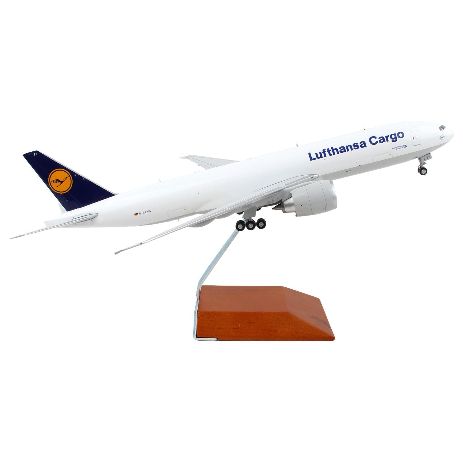 Boeing 777-200F Commercial Aircraft White with Blue Tail 1/200 Airplane