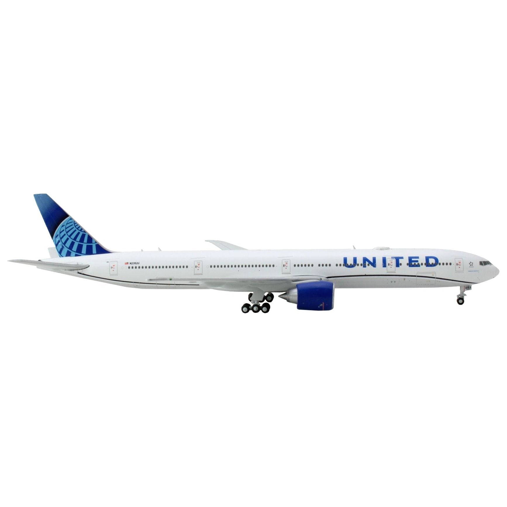 Boeing 777-300ER Commercial Aircraft White with Blue Tail 1/400