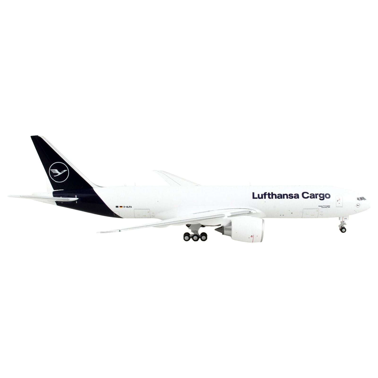 Boeing 777F Commercial Aircraft White with Dark Blue Tail 1/400