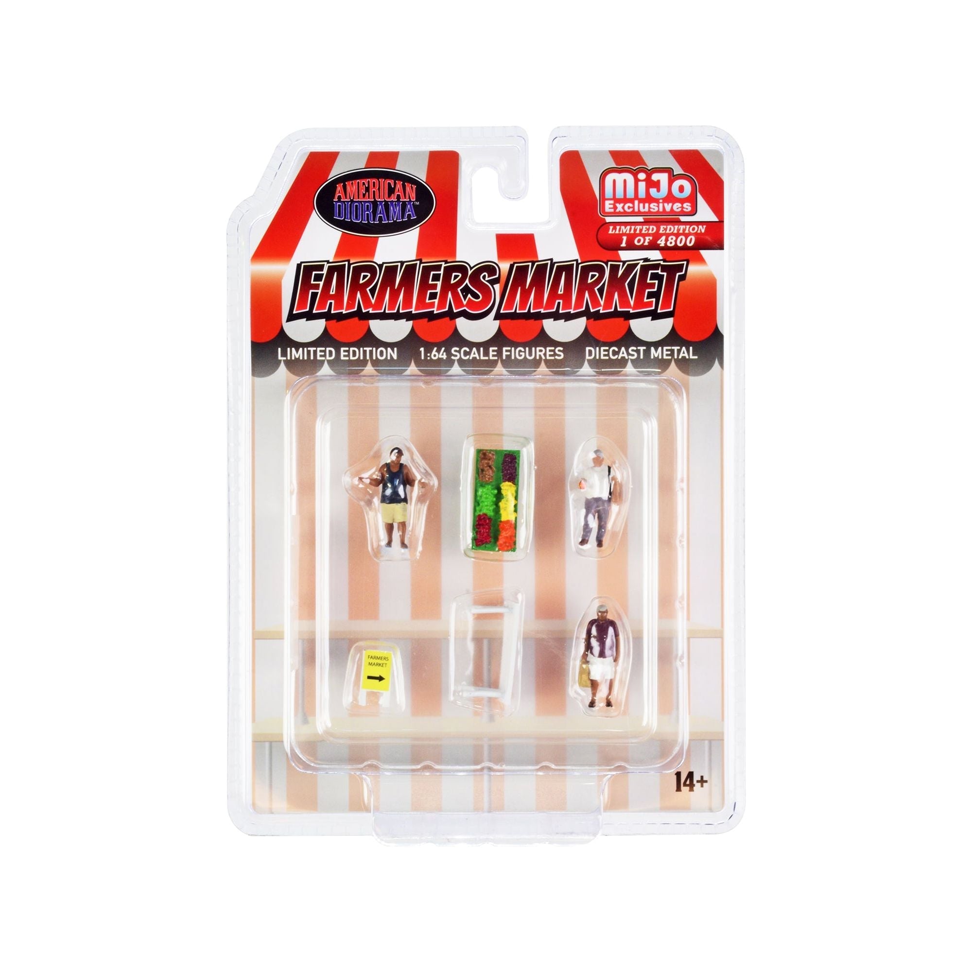 Farmers Market 6 Piece Diecast Set (3 Figures, 3 Accessories) 1/64