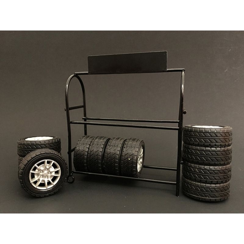 Metal Tire Rack with Rims and Tires for 1/24 Scale Models by American ...