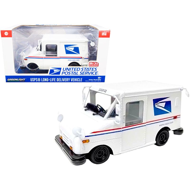 USPS LLV Long Life Postal Delivery Vehicle White with Stripes 1/24 Car